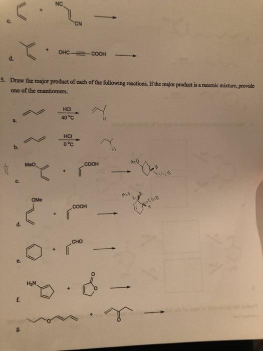 Solved NC CN OHC-COOH 5. Draw the major product of cach of | Chegg.com