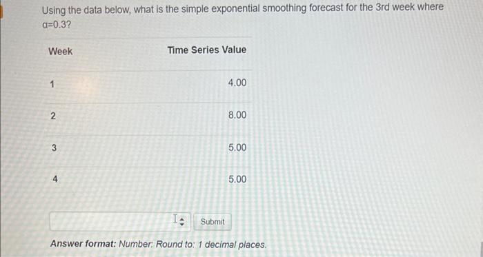 Solved Using the data below, what is the simple exponential | Chegg.com