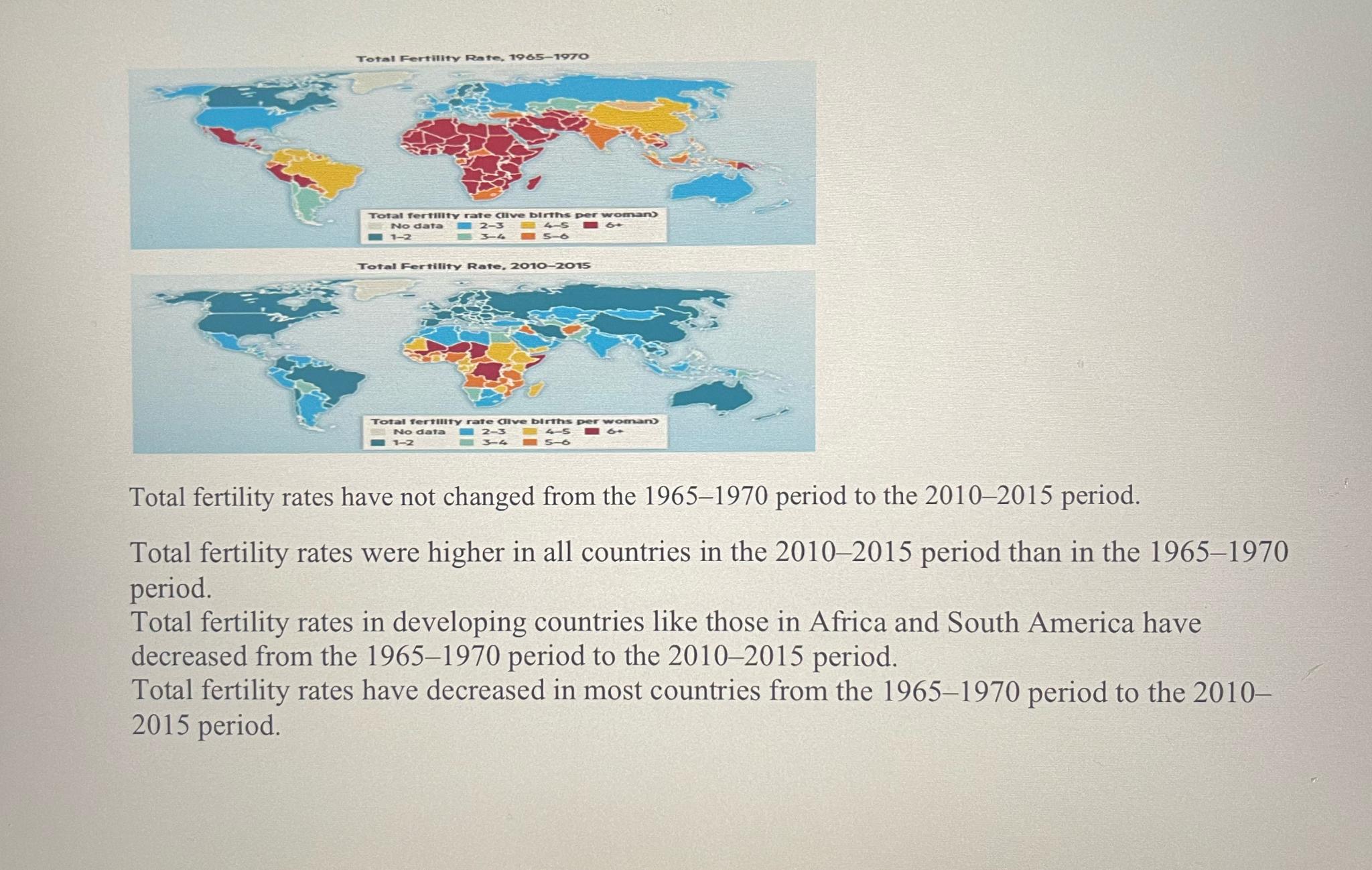 Solved Total fertility rates have not changed from the | Chegg.com