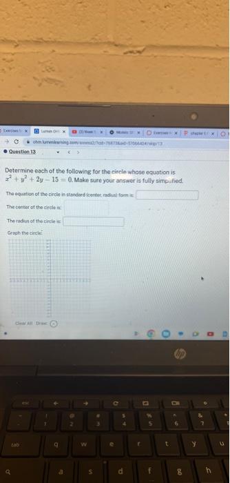 Solved Determine each of the following for the circle whose | Chegg.com