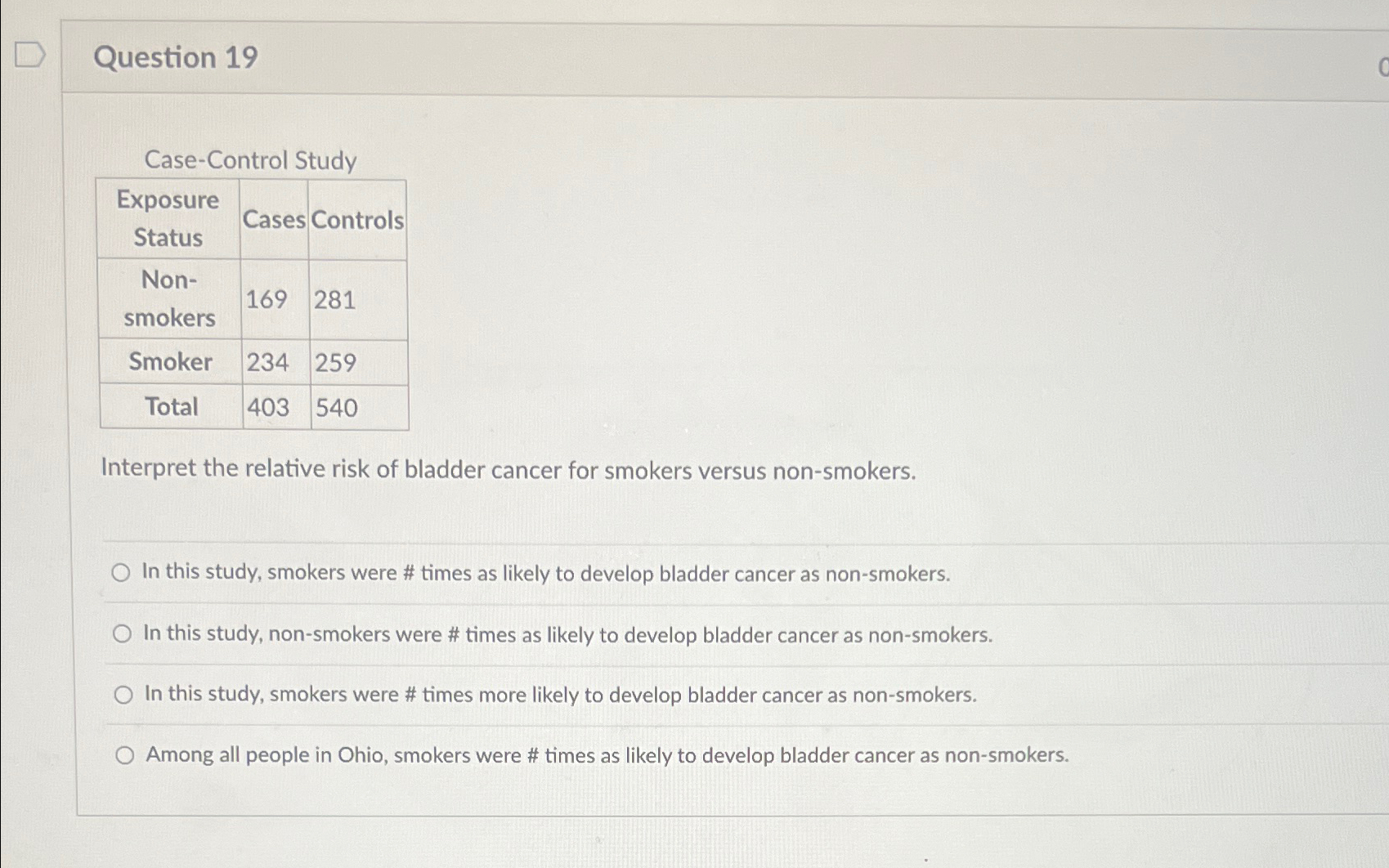 Solved Question 19Case-Control | Chegg.com