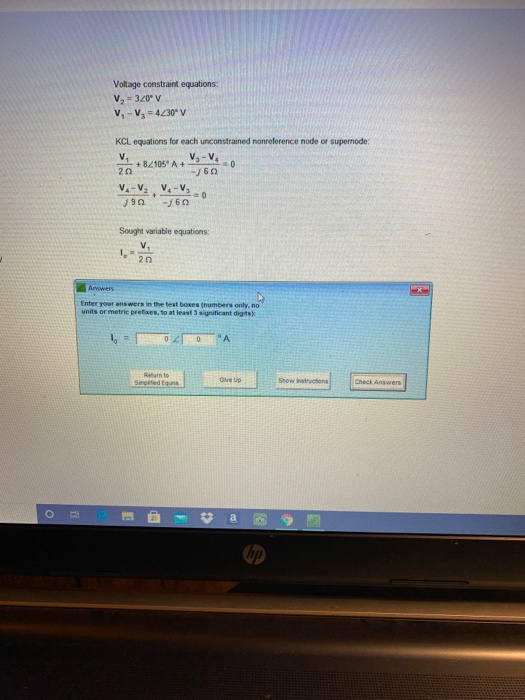 Solved Voltage constraint equations: V, = 320V V-V, -4230 V | Chegg.com