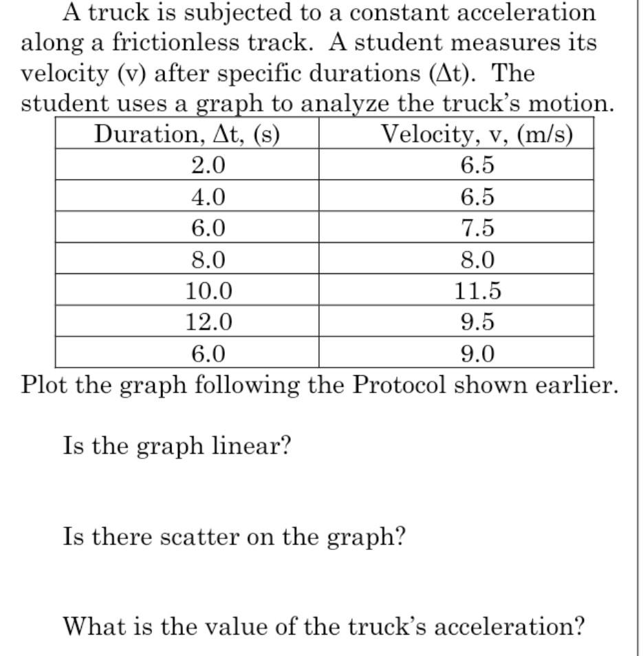 Solved A truck is subjected to a constant acceleration along | Chegg.com