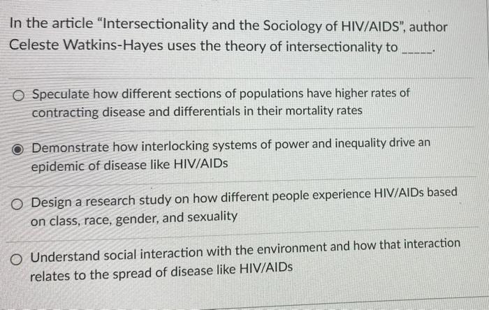 Solved In the article "Intersectionality and the Sociology | Chegg.com