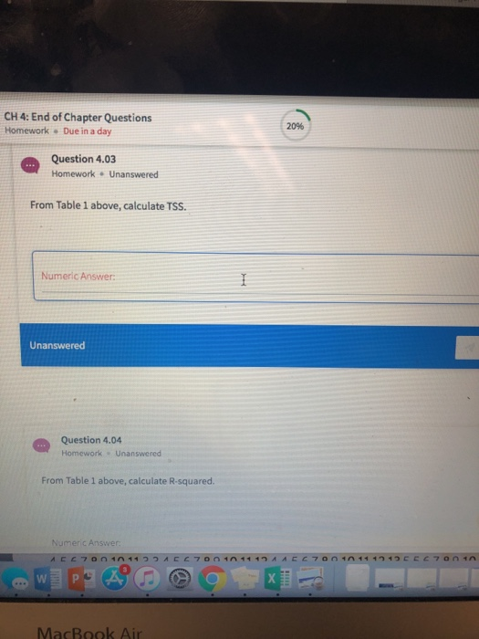 Solved End of Chapter Questions work . Due in a day TABLE 1 | Chegg.com