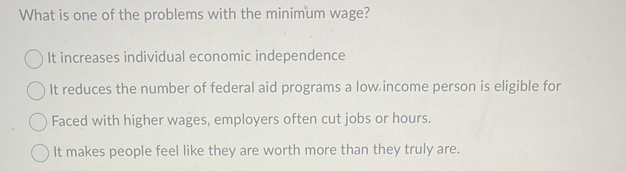Solved What is one of the problems with the minimum wage?It | Chegg.com
