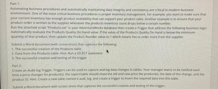 Solved Automating business procedures and automatically | Chegg.com