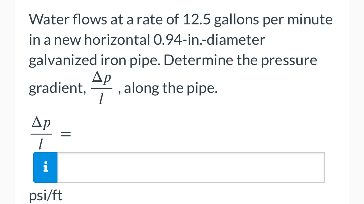 Solved Water flows at a rate of 12.5 ﻿gallons per minute in | Chegg.com