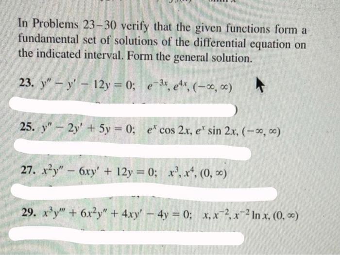 Solved In Problems 23-30 verify that the given functions | Chegg.com