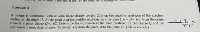 Solved Exercise 4 A charge is distributed with uniform | Chegg.com