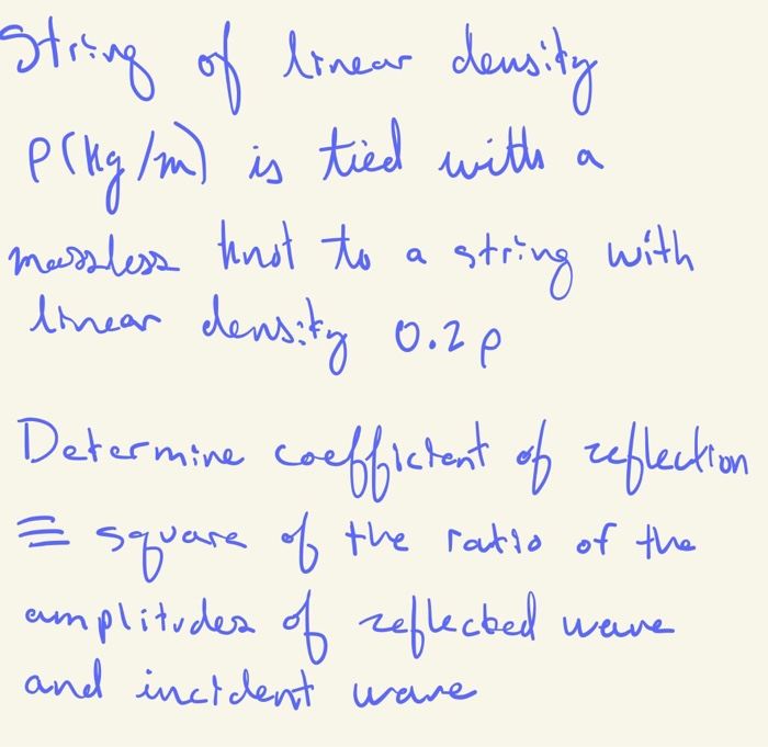 Solved of linear density string with String Prkg/m) is tied | Chegg.com