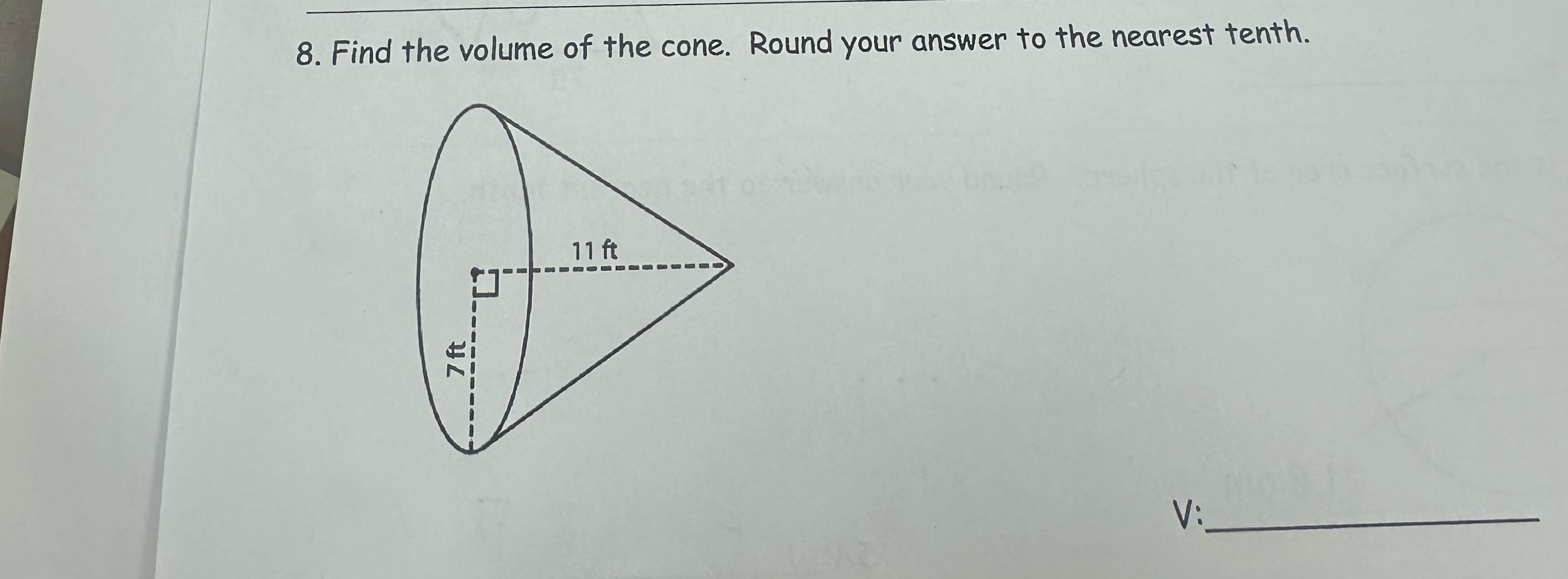 Solved Find the volume of the cone. Round your answer to the | Chegg.com