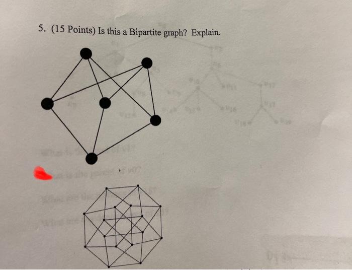 Solved 5. (15 Points) Is this a Bipartite graph? Explain. | Chegg.com