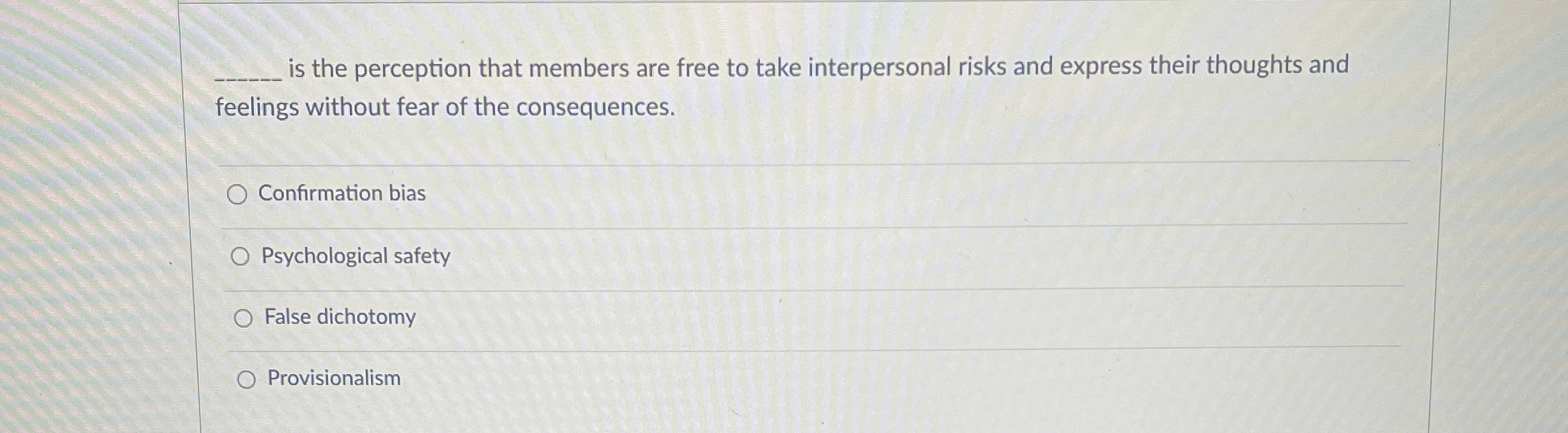 Solved q, ﻿is the perception that members are free to take | Chegg.com