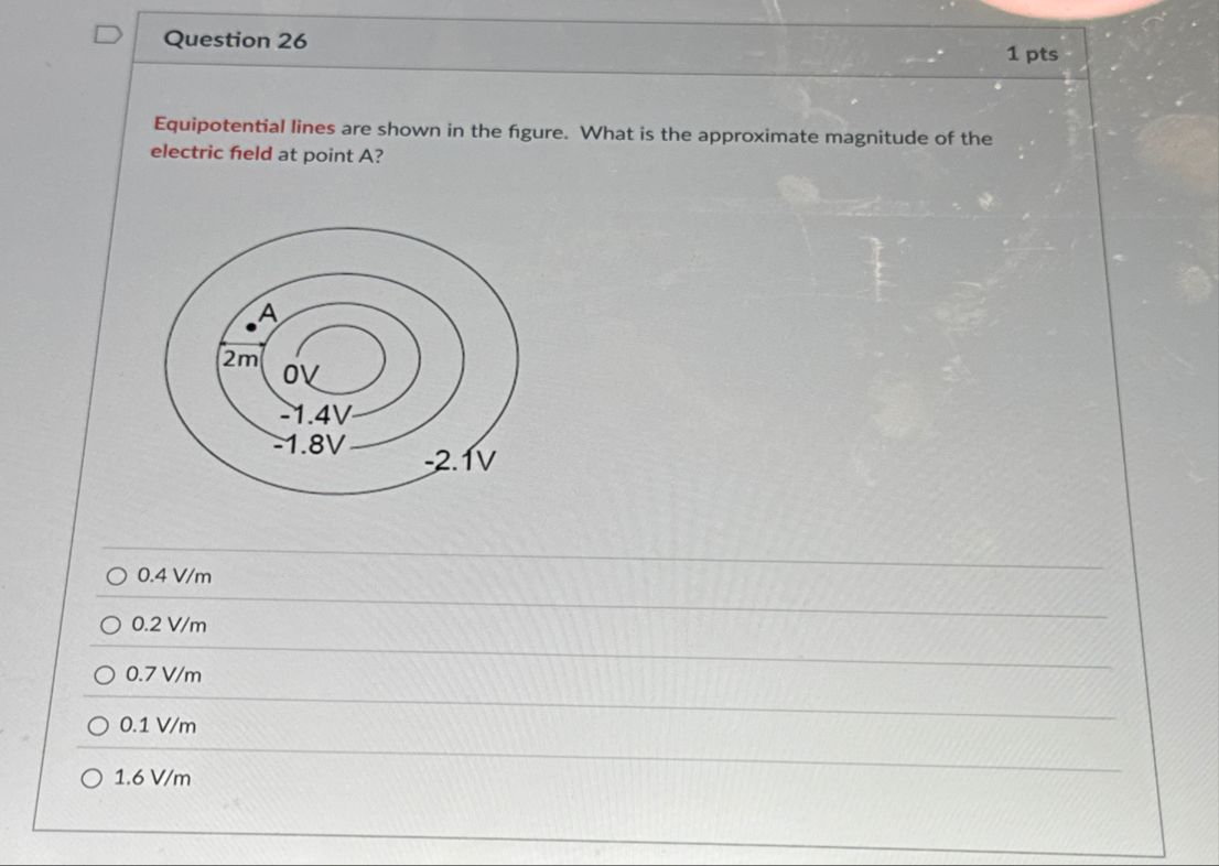Solved Question 26Equipotential lines are shown in the | Chegg.com
