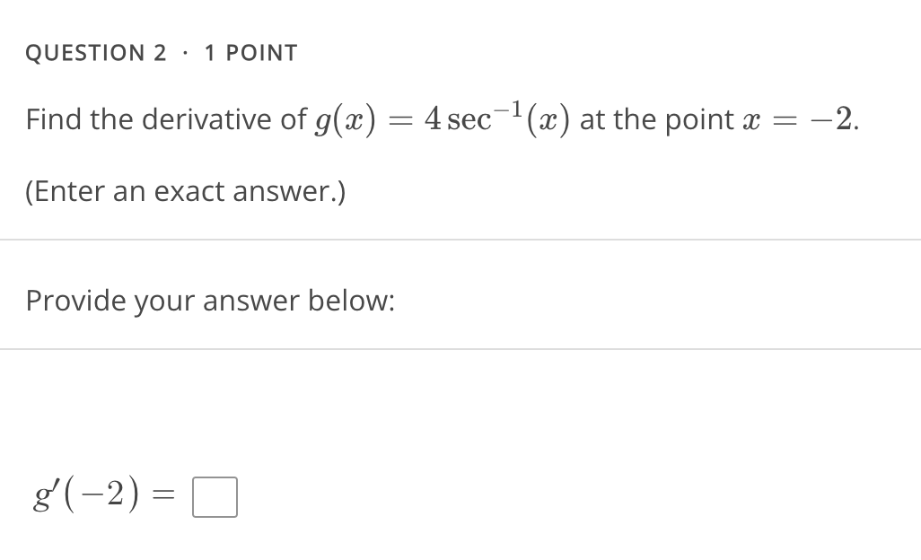 Solved Question 2 1 pointfind The Derivative Of