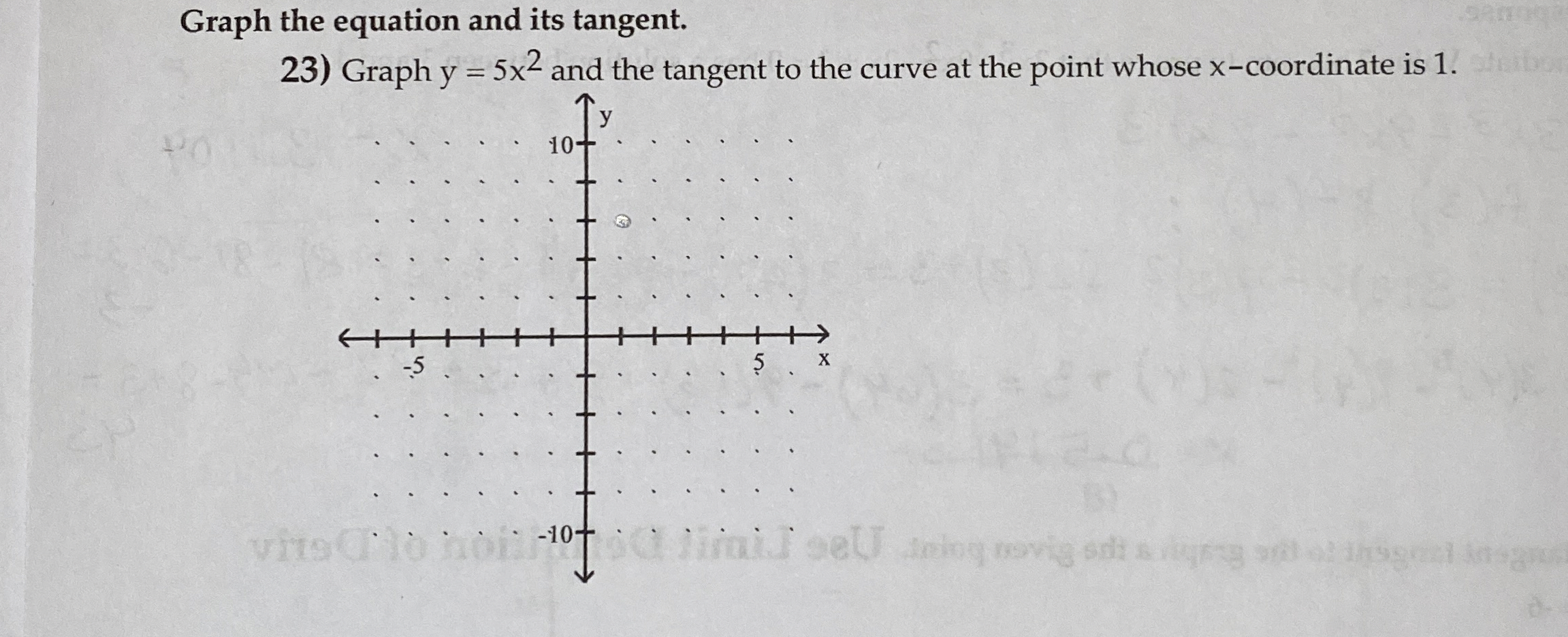 Solved Graph the equation and its tangent.Graph y=5x2 ﻿and | Chegg.com