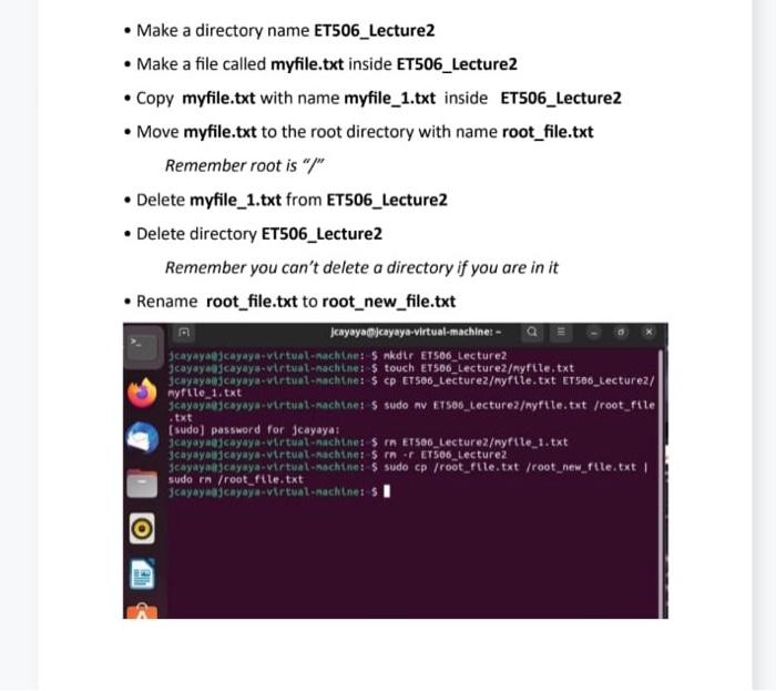 Solved - Make a directory name ET506_Lecture2 - Make a file | Chegg.com