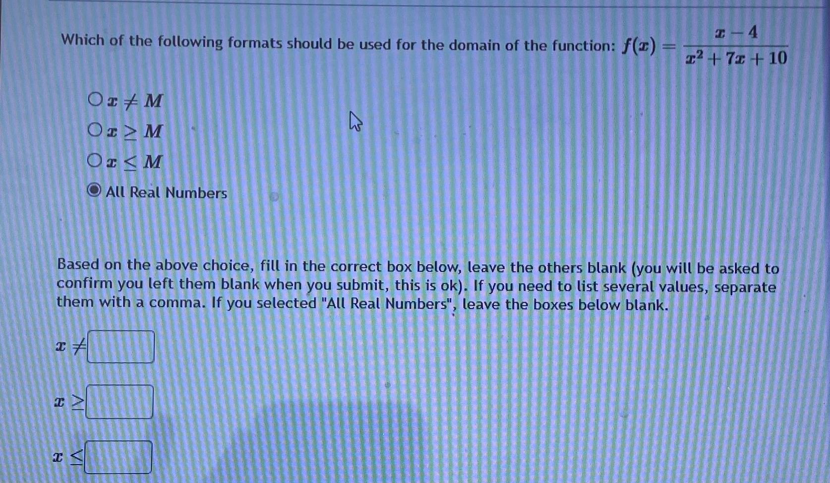 Solved Which of the following formats should be used for the | Chegg.com