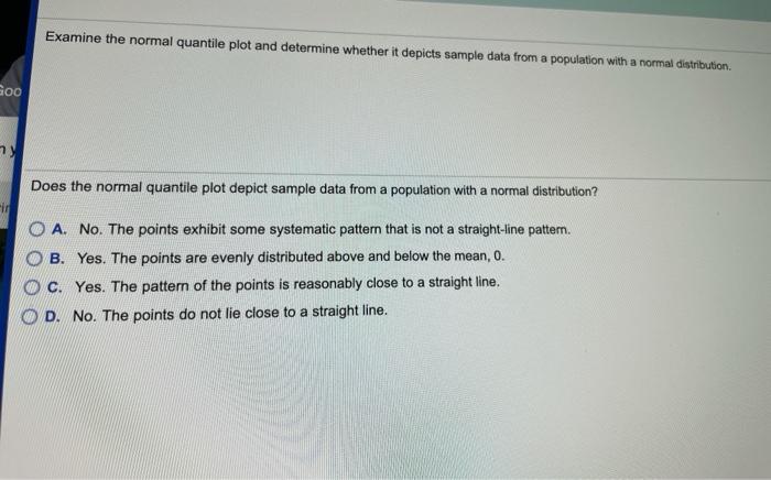 Solved Examine the normal quantile plot and determine | Chegg.com