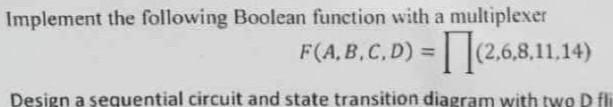 Solved Implement The Following Boolean Function With A 4576