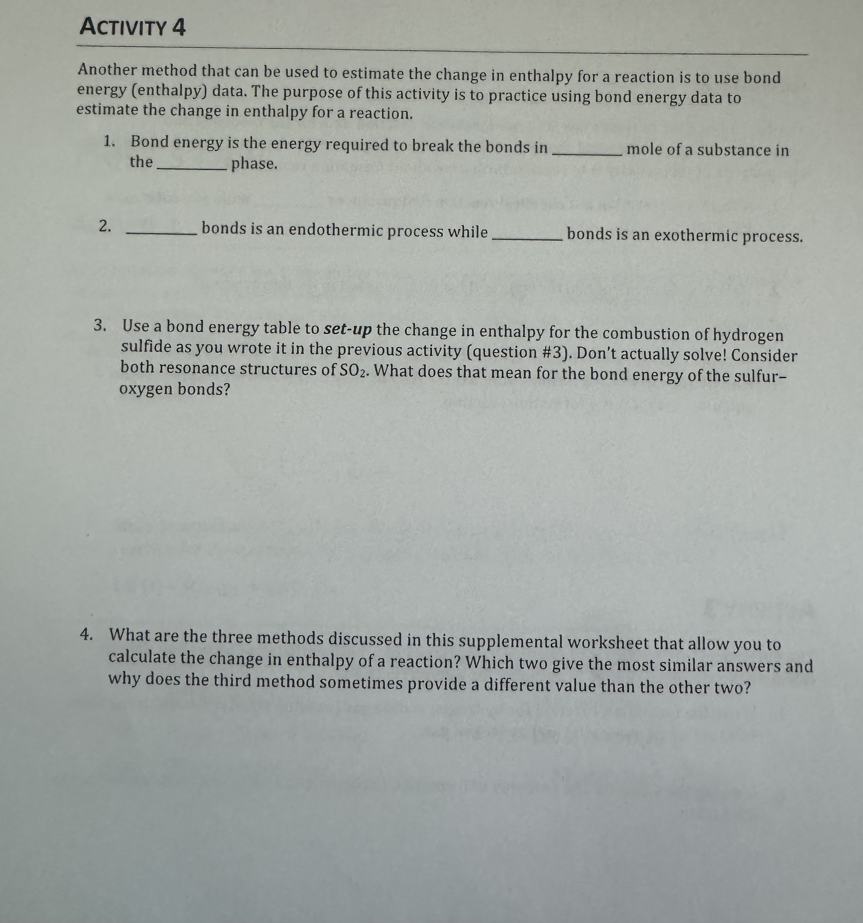 Solved Activity 4Another method that can be used to estimate | Chegg.com