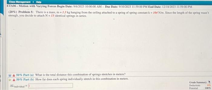 Solved Class Management I Help ETA06 - Motion with Varying | Chegg.com