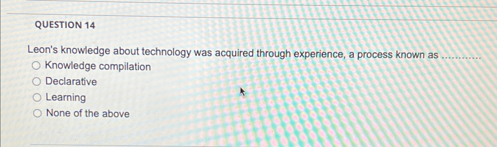 Solved QUESTION 14Leon's knowledge about technology was | Chegg.com