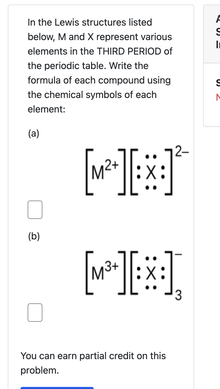 In the Lewis structures listedbelow, M ﻿and x | Chegg.com