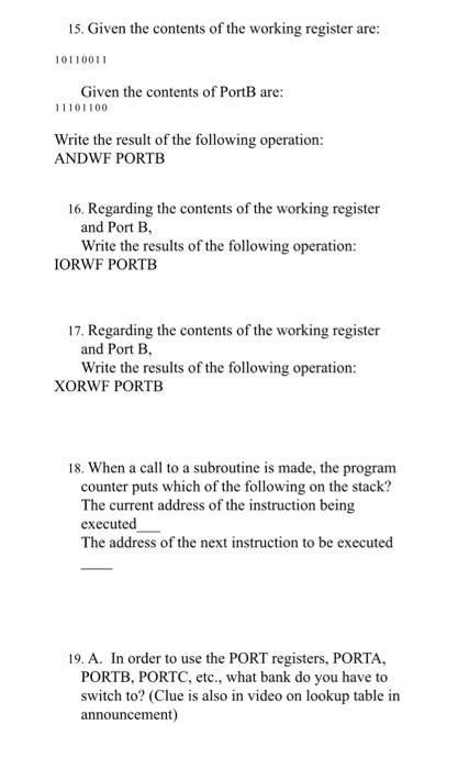 Solved 1. Explain the operation of the following commands: | Chegg.com