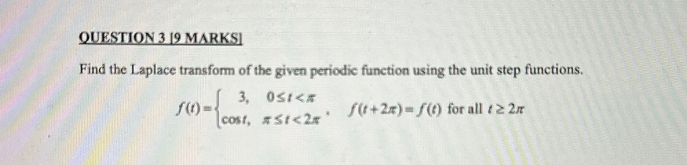 Solved QUESTION MARKS]Find the Laplace transform of the | Chegg.com