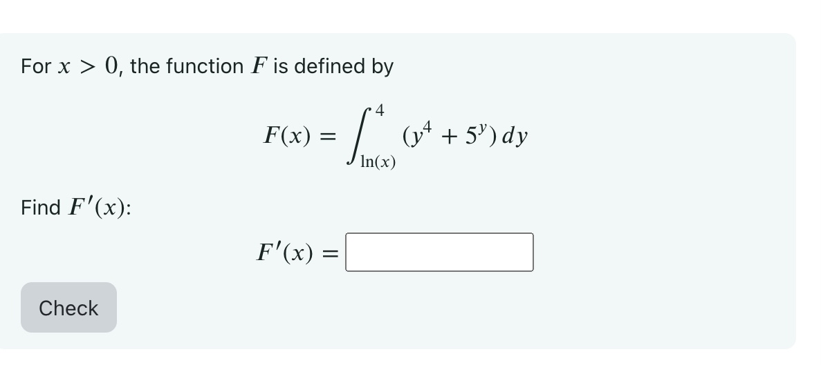 Solved For x>0, ﻿the function F ﻿is defined | Chegg.com