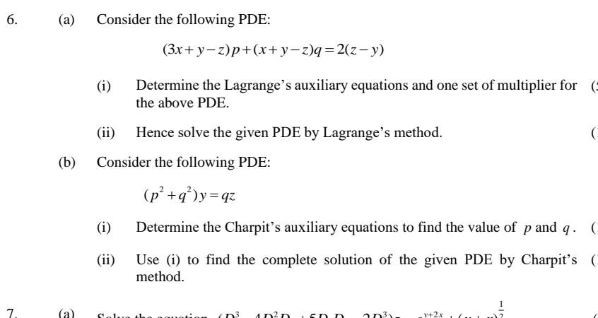Solved 6. (a) Consider the following PDE: (3x + | Chegg.com