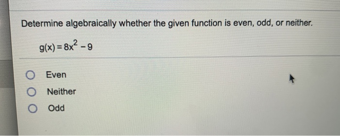 Solved Determine algebraically whether the given function is | Chegg.com