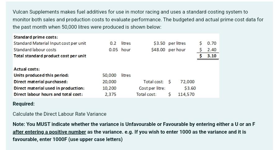 Solved Calculate the Direct Labour Rate Variance | Chegg.com