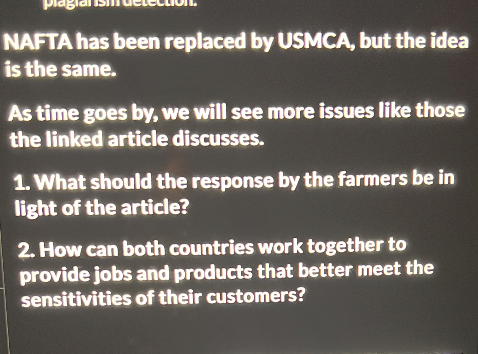 Solved NAFTA has been replaced by USMCA, but the idea is the | Chegg.com
