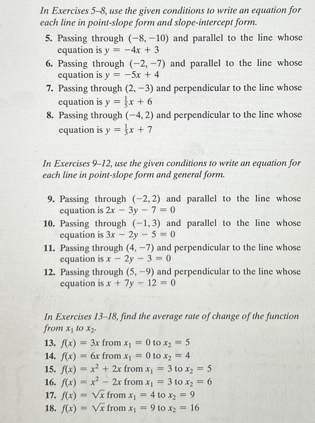 Solved In Exercises 5-8, ﻿use the given conditions to write | Chegg.com