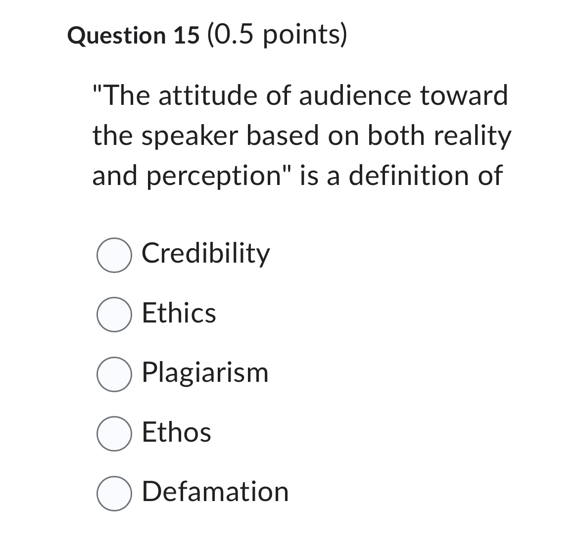 Solved Question 15 (0.5 ﻿points)"The attitude of audience | Chegg.com