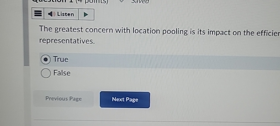 Solved The greatest concern with location pooling is its | Chegg.com