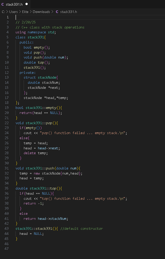 Solved Your task for this assignment is to implement a stack | Chegg.com