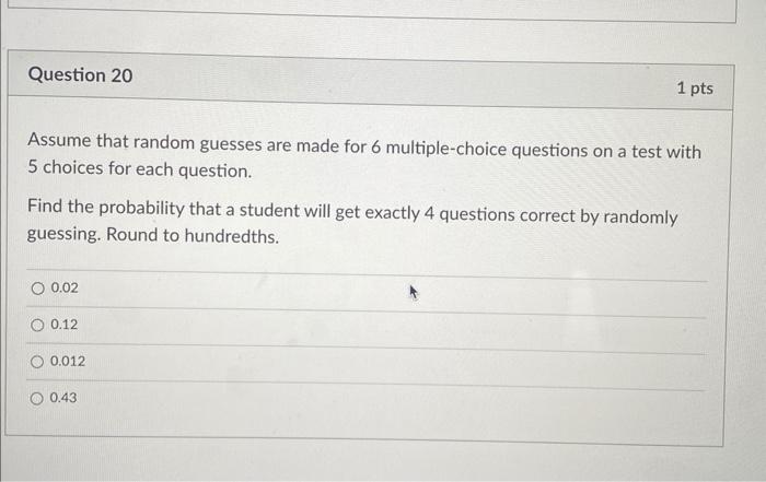 Solved Assume that random guesses are made for 6 | Chegg.com
