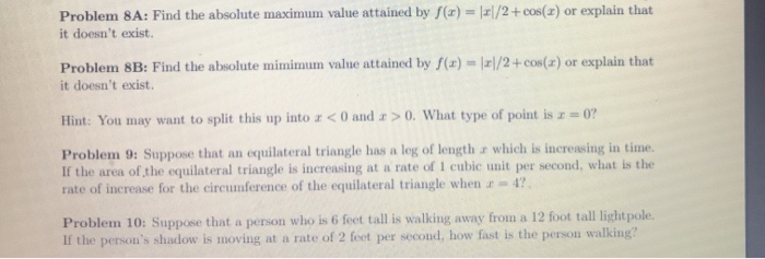 Solved Problem 8A: Find the absolute maximum value attained | Chegg.com