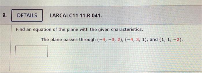 Solved 9. DETAILS LARCALC11 11.R.041. Find an equation of | Chegg.com