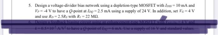 Solved 5. Design a voltage-divider bias network using a | Chegg.com