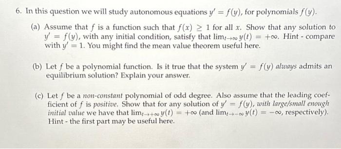 Solved 6. In this question we will study autonomous | Chegg.com