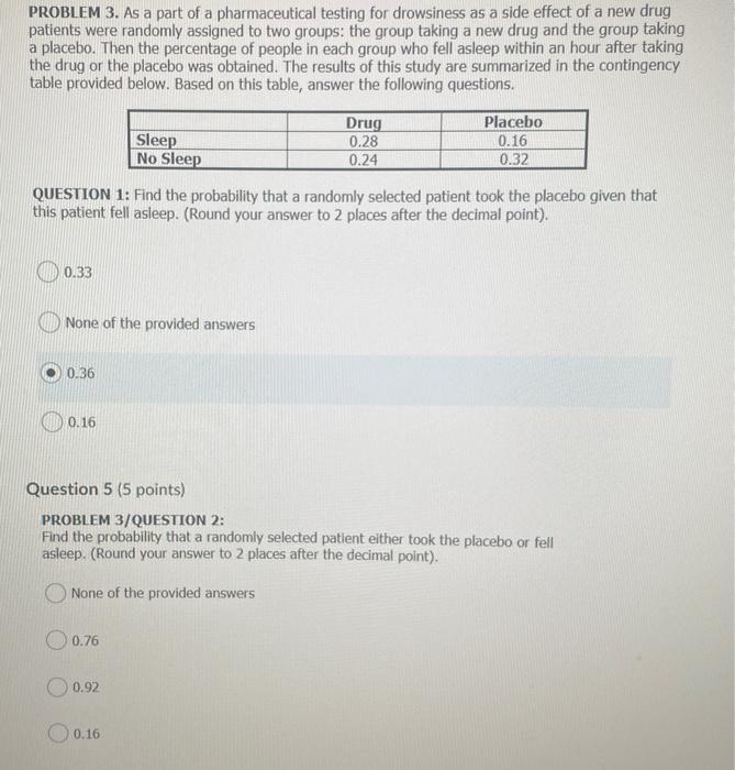 Solved PROBLEM 3. As a part of a pharmaceutical testing for | Chegg.com
