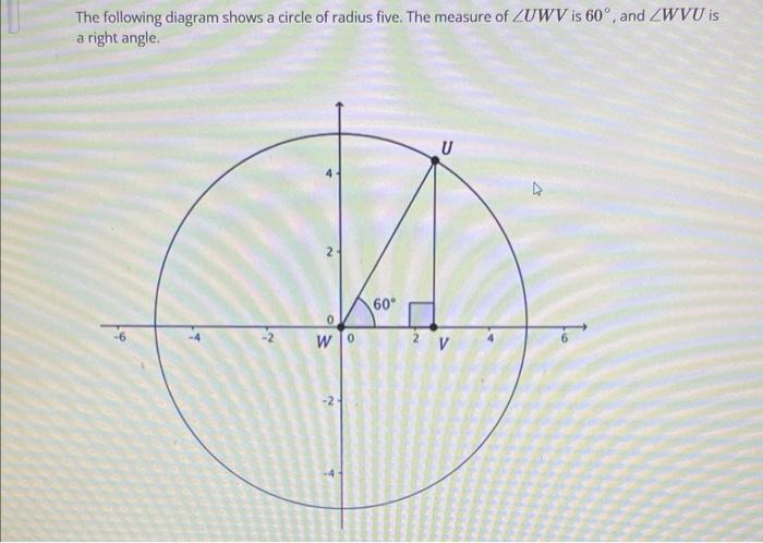 Solved The following diagram shows a circle of radius five. | Chegg.com