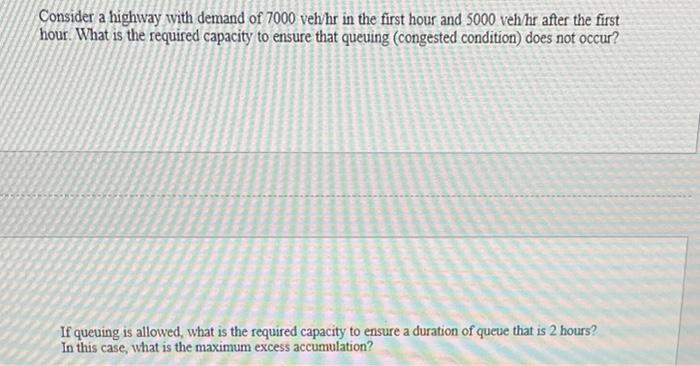 Solved Consider a highway wyith demand of 7000 vehhr in the | Chegg.com