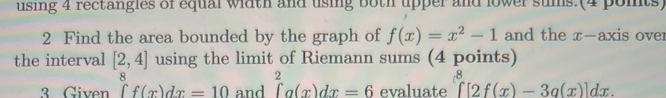 Solved 2 ﻿Find the area bounded by the graph of f(x)=x2-1 | Chegg.com