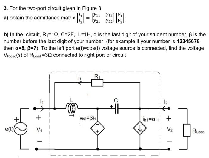 Solved 3. For the two-port circuit given in Figure 3, a) | Chegg.com